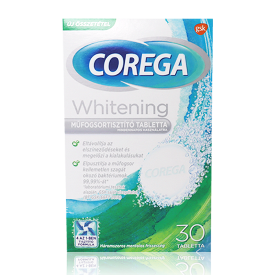 Corega WHITE Tabs Műfogsortisztító tabletta 30x - Szájápolás - Szakomarket
